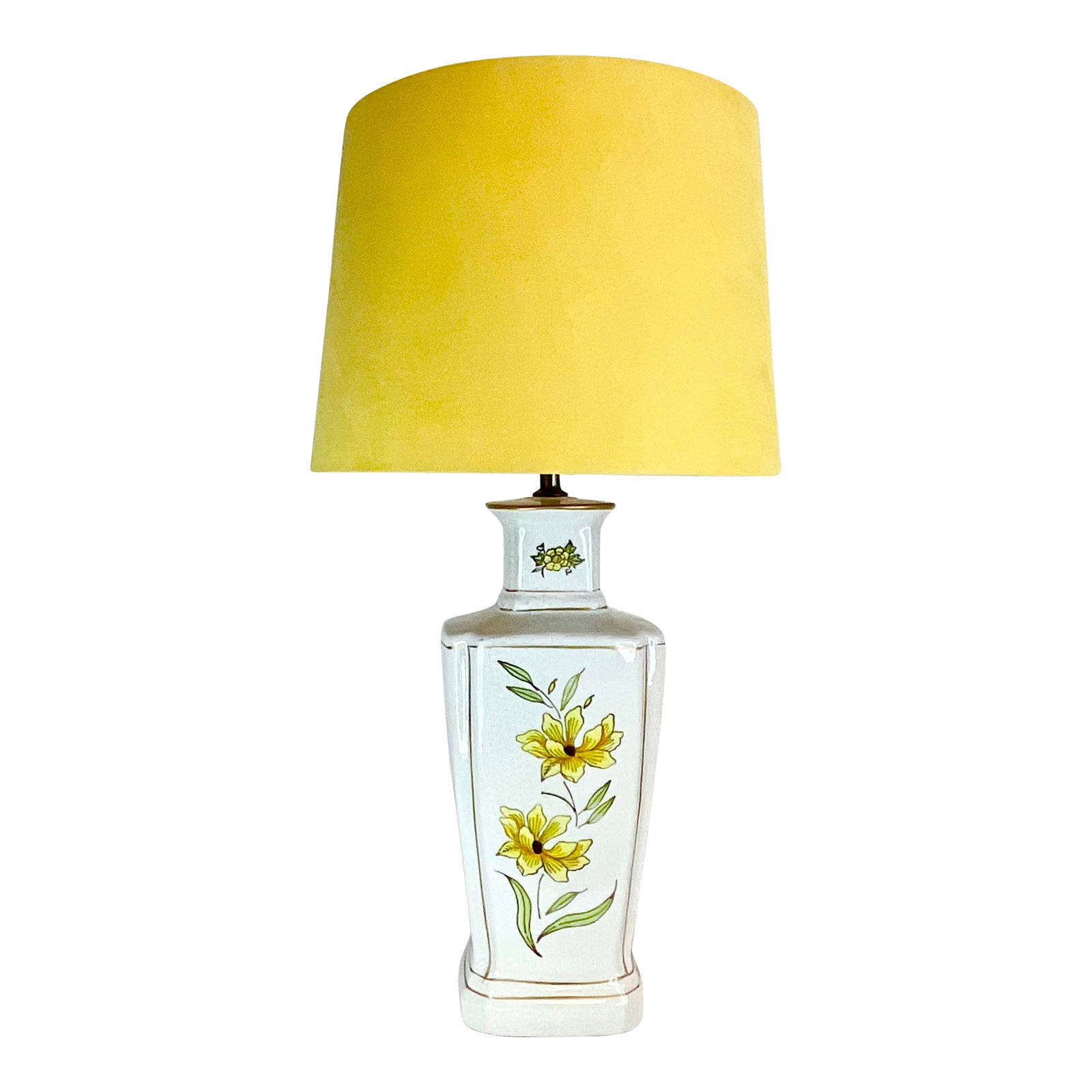 1960s Vintage Boho Chic Black-Eye-Susan Ceramic Table Lamp, New Shade ...