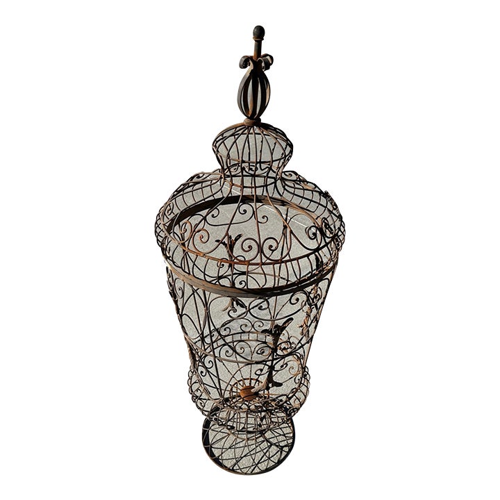 Vintage Old World Iron Garden Urn | Chairish