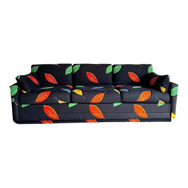 Postmodern Multi Color Leaf/Black Fabric Sofa | Chairish