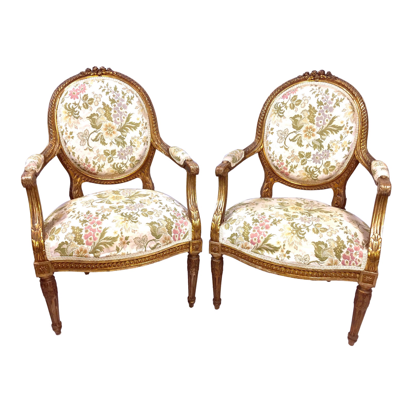 French Round Back Arm Chairs Louis XVI Antique | Chairish