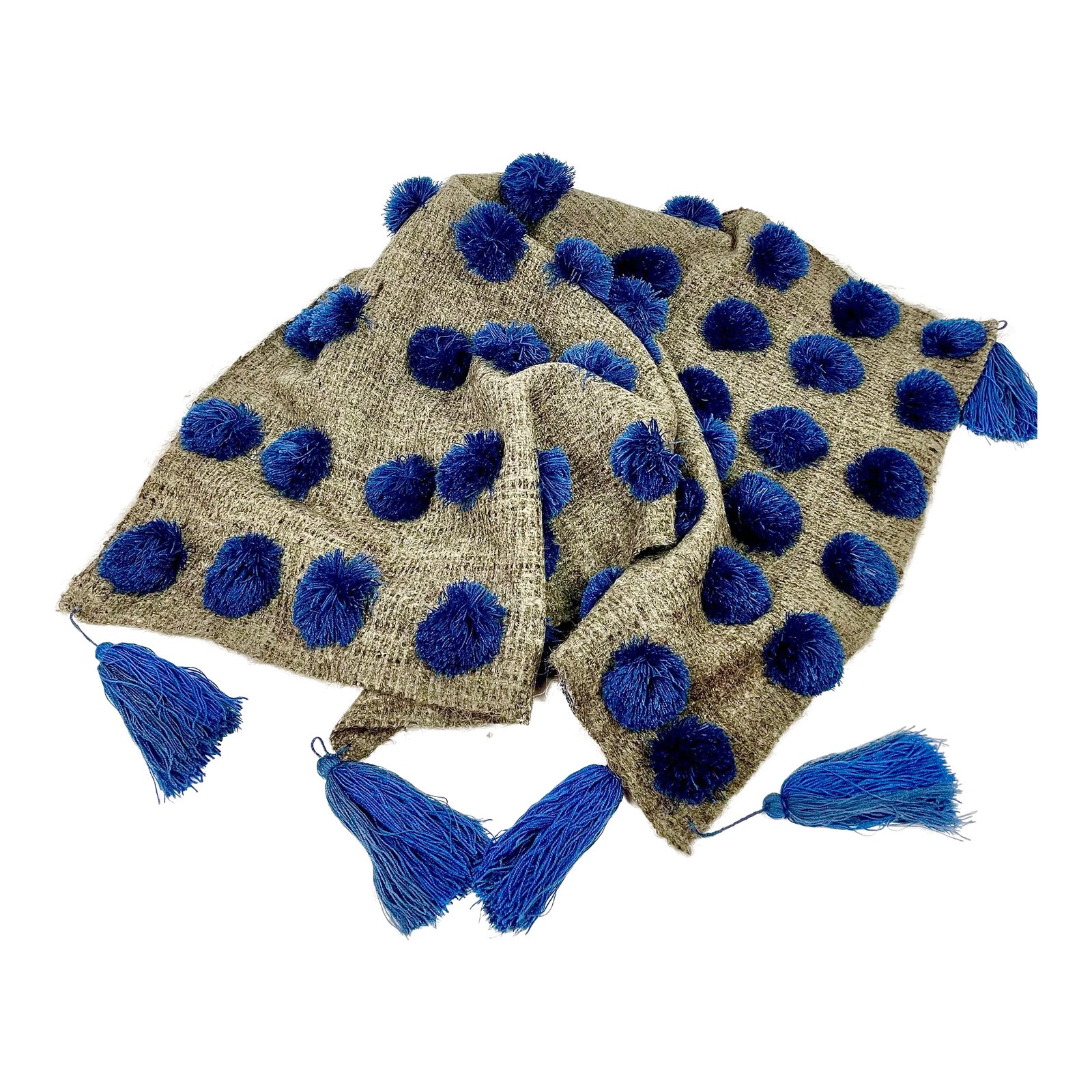 Mexican Wool Pompom Chamula Throw or Shawl | Chairish
