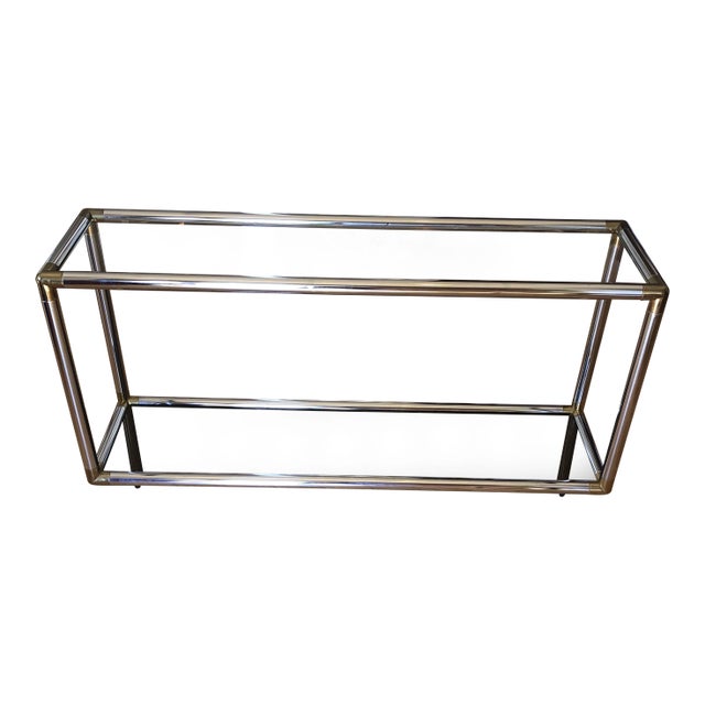 1970s Contemporary Brass and Chrome Tubular Console | Chairish