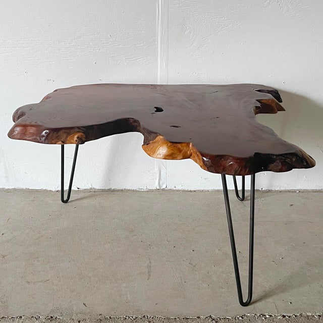 Vintage Modern Rustic Tree Slab Table | Chairish