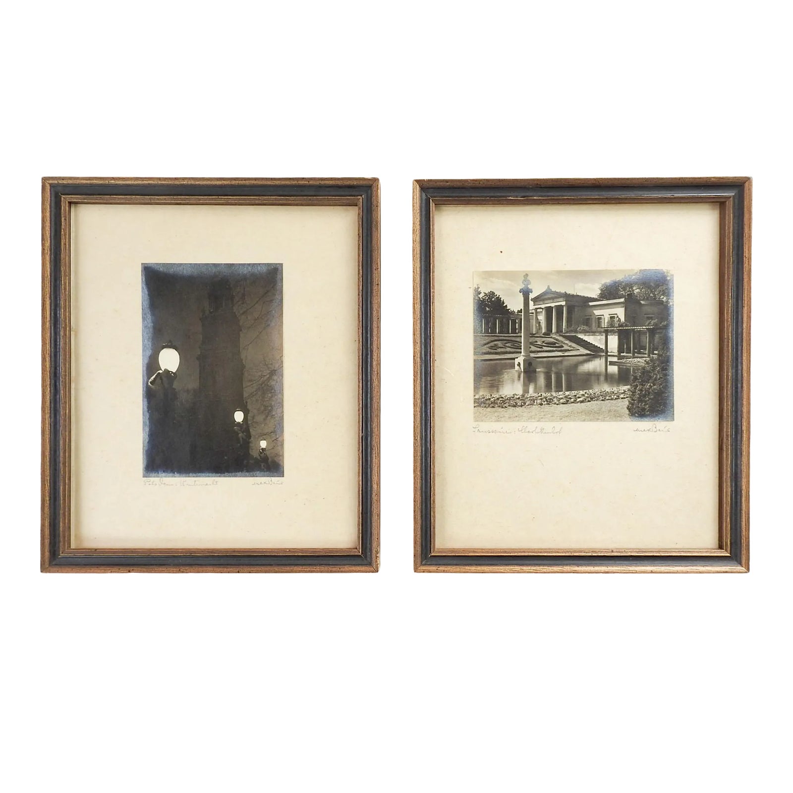 Vintage Silver Gelatin Photographs European Night Scene & Garden - a ...