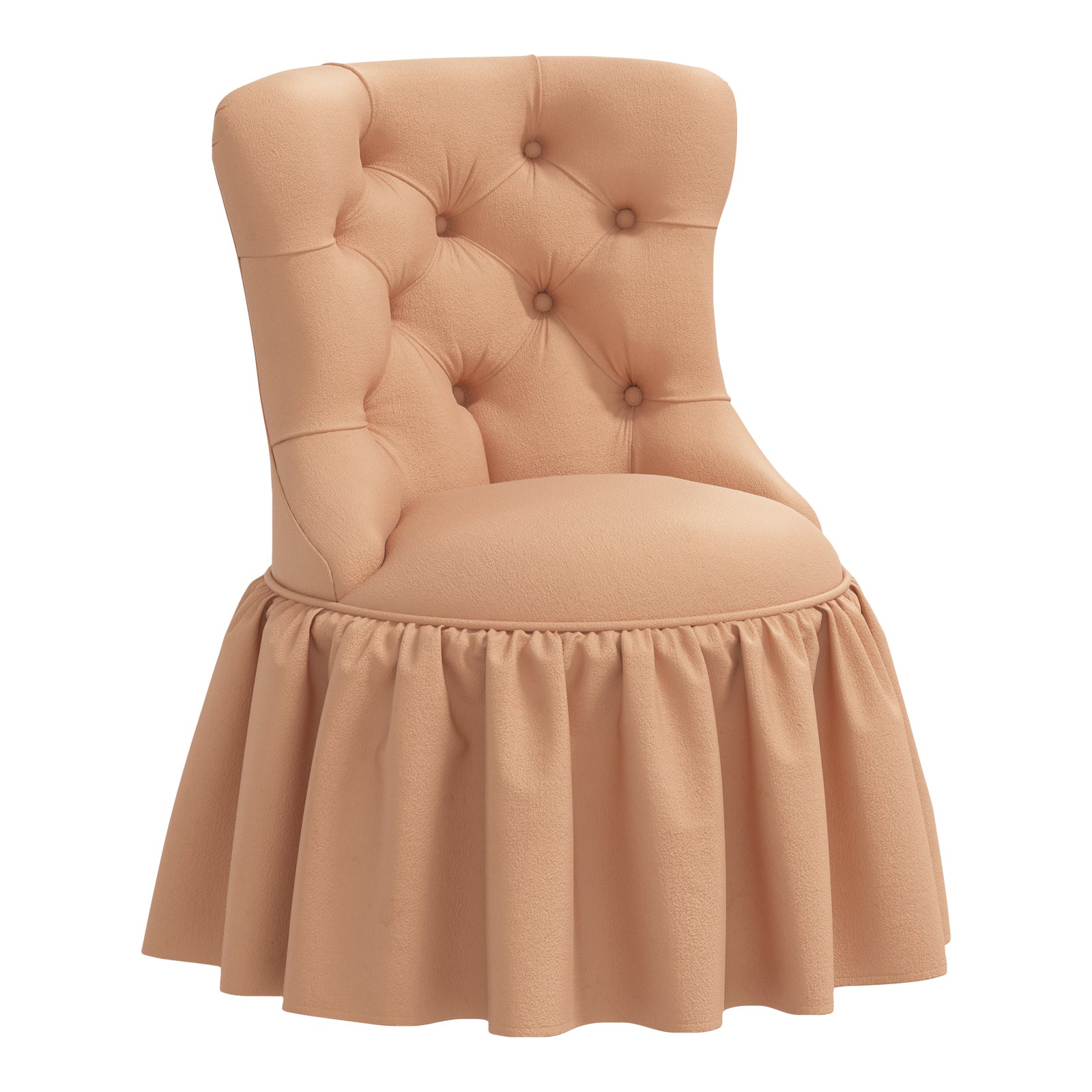 Tufted Vanity Chair with Skirt in Velvet Melon | Chairish