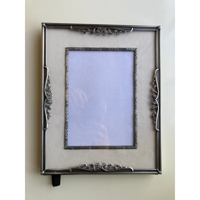 Vintage 1990s Floral Design Metal Picture Frame | Chairish