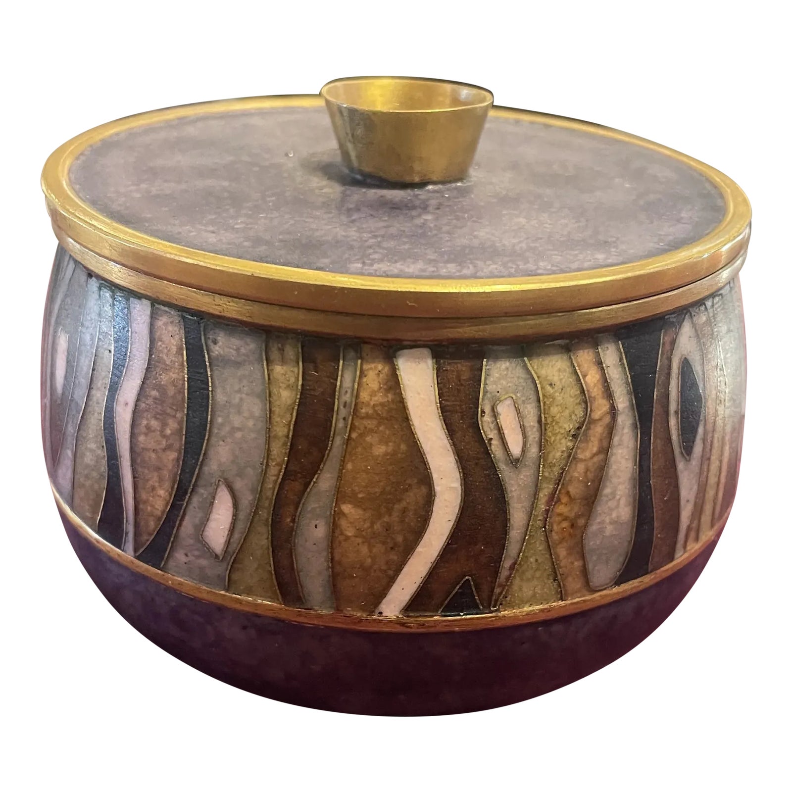 Vintage Mid-Century Modern Lidded Enamel Jar by Kathe’ Ruckenbrod ...