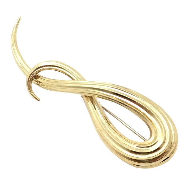 Henry Dunay 18k Yellow Gold Abstract Pin Brooch | Chairish