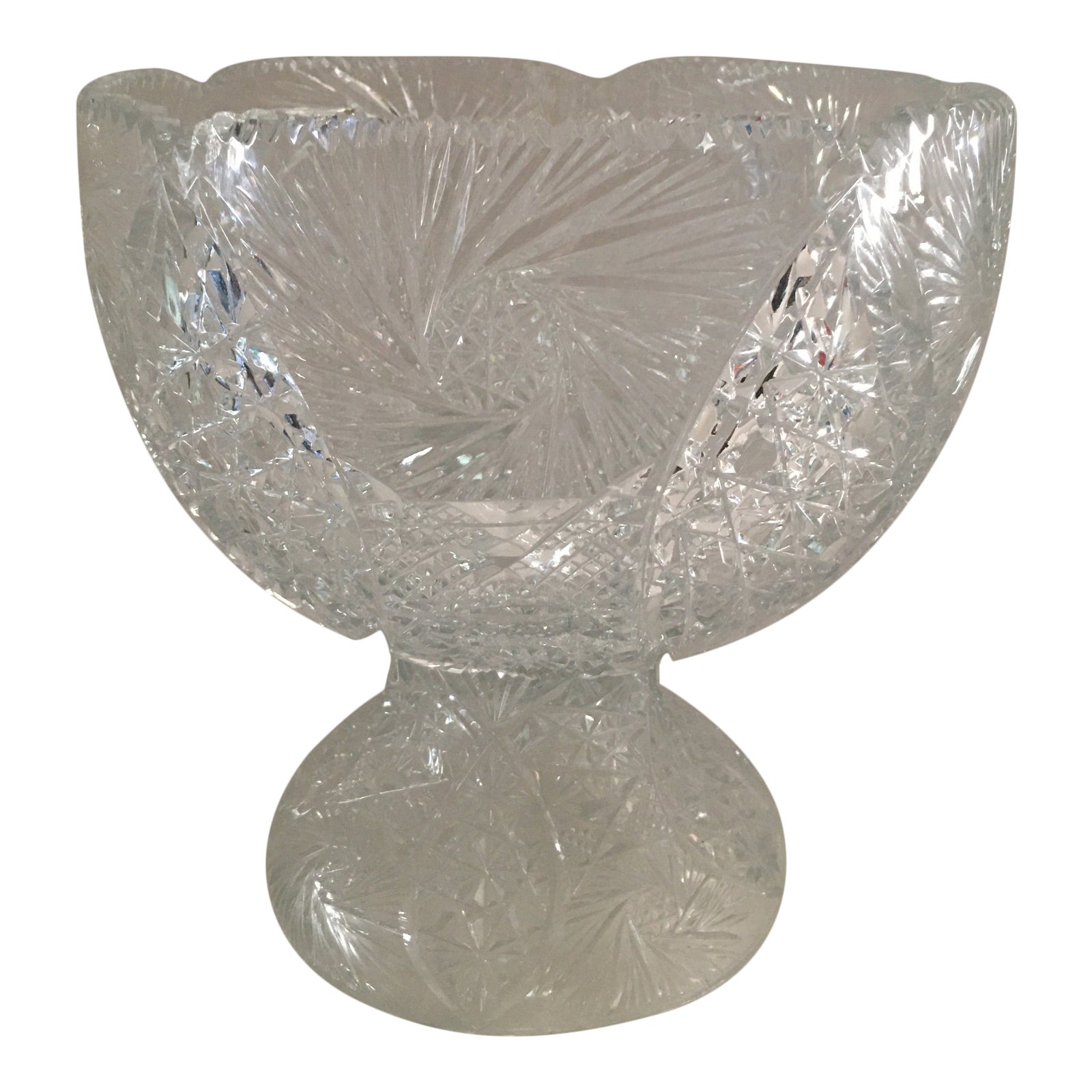 Vintage Cut Crystal Pedestal Bowl | Chairish
