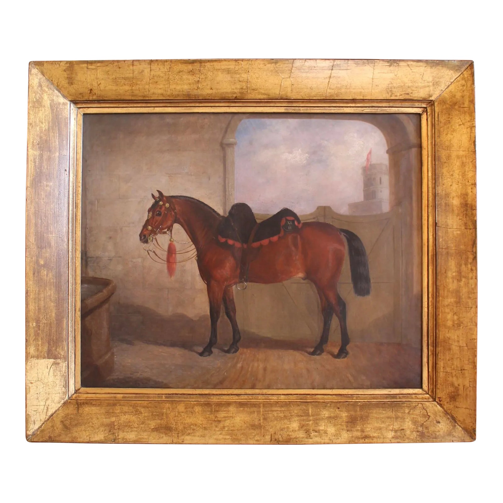English Equestrian Oil on Canvas, “a Prized Bay Stallion,” by John ...