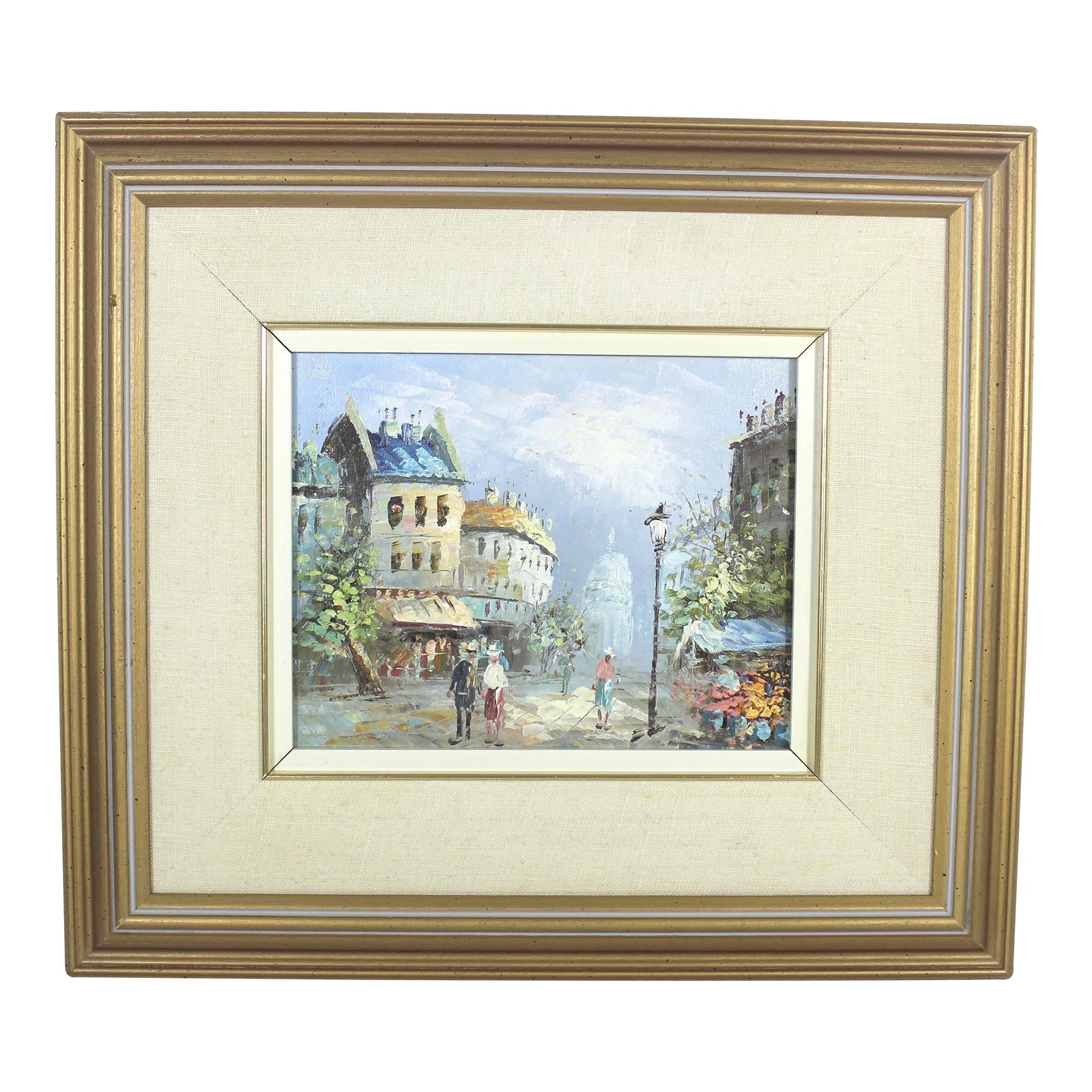 Vintage European City Scene Paris France Oil Painting, Framed, Small ...
