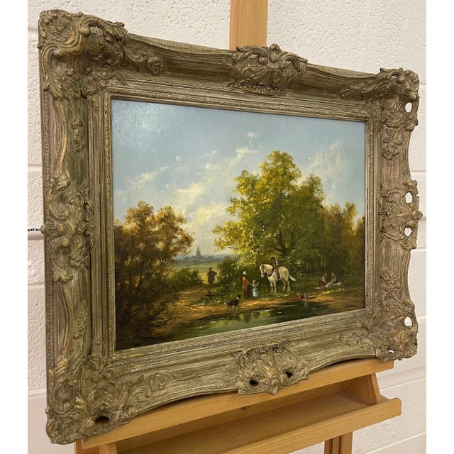 Gudrun Sibbons, Oil Painting of Family Picnic by the River with Horse ...