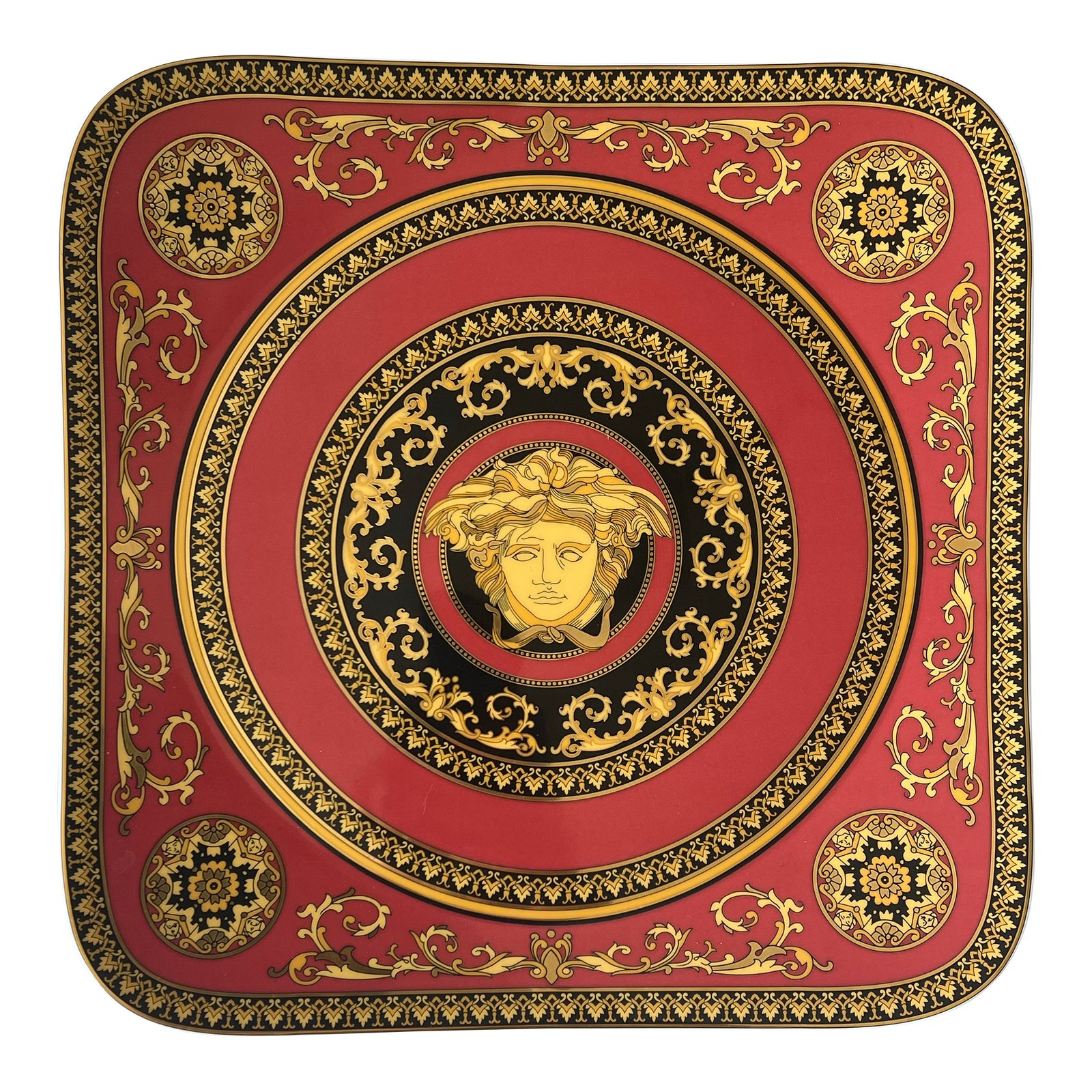 1990s Versace Medusa Red by Rosenthal Square Charger Plate | Chairish
