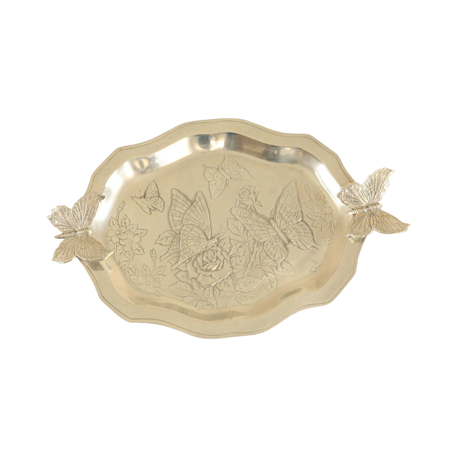 Arthur Court Aluminum Butterfly Serving Tray | Chairish