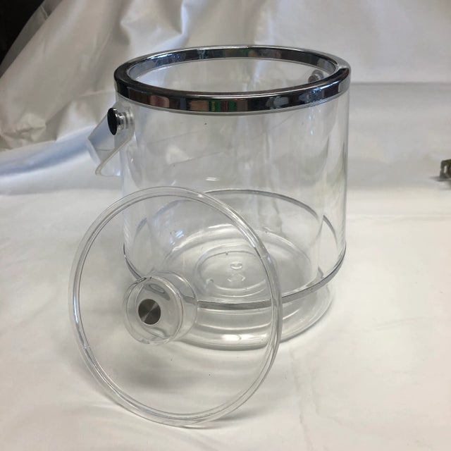 Vintage Clear Acrylic Ice Bucket With Silver Trim and Lid | Chairish