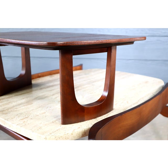 Mid Century Pair Travertine Step Side Tables Gordon's Fine Furniture ...