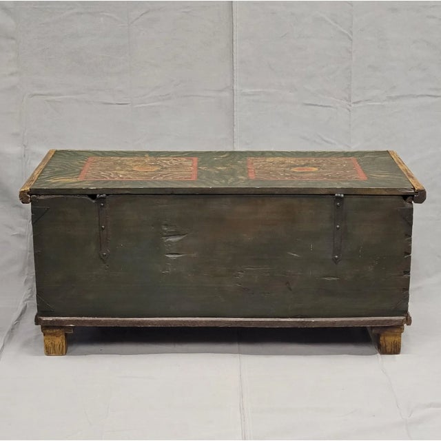 Antique Romanian Painted Pine Blanket Chest | Chairish