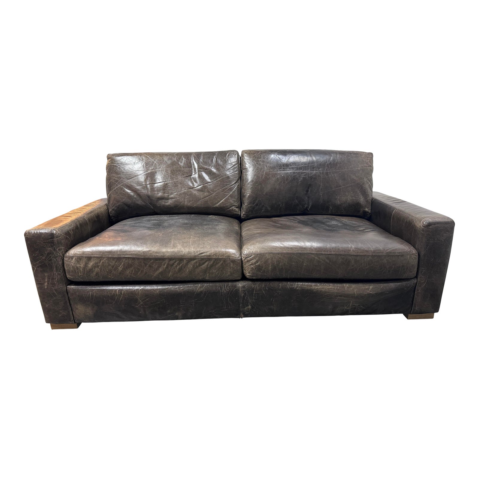 Restoration Hardware Maxwell Leather Sofa | Chairish