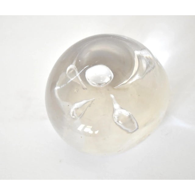 Clear Hand-Blown Glass Paperweight With Bubbles | Chairish