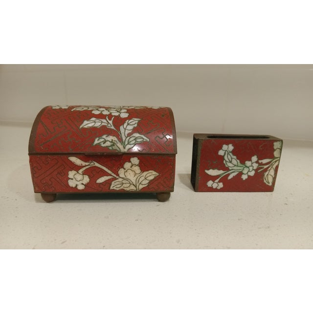 1990s Lidded Cloisonné Box With Match Box | Chairish