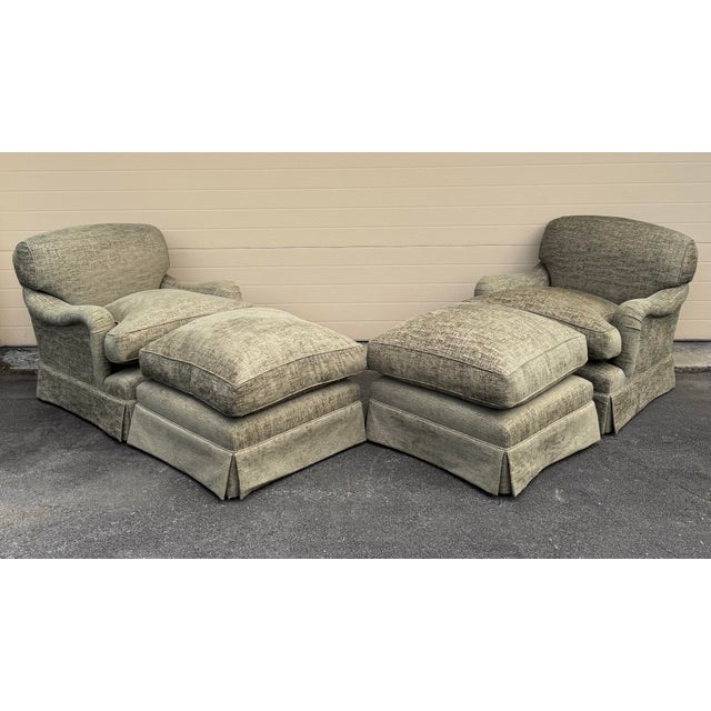 George Smith Standard Arm Style Chair and Ottoman | Chairish