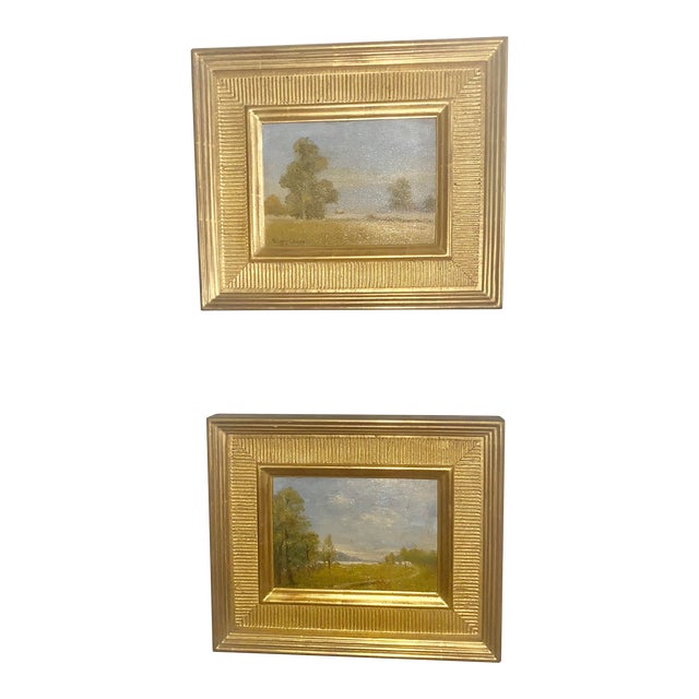 Antique Bruce Crane Landscape Paintings -A Pair | Chairish