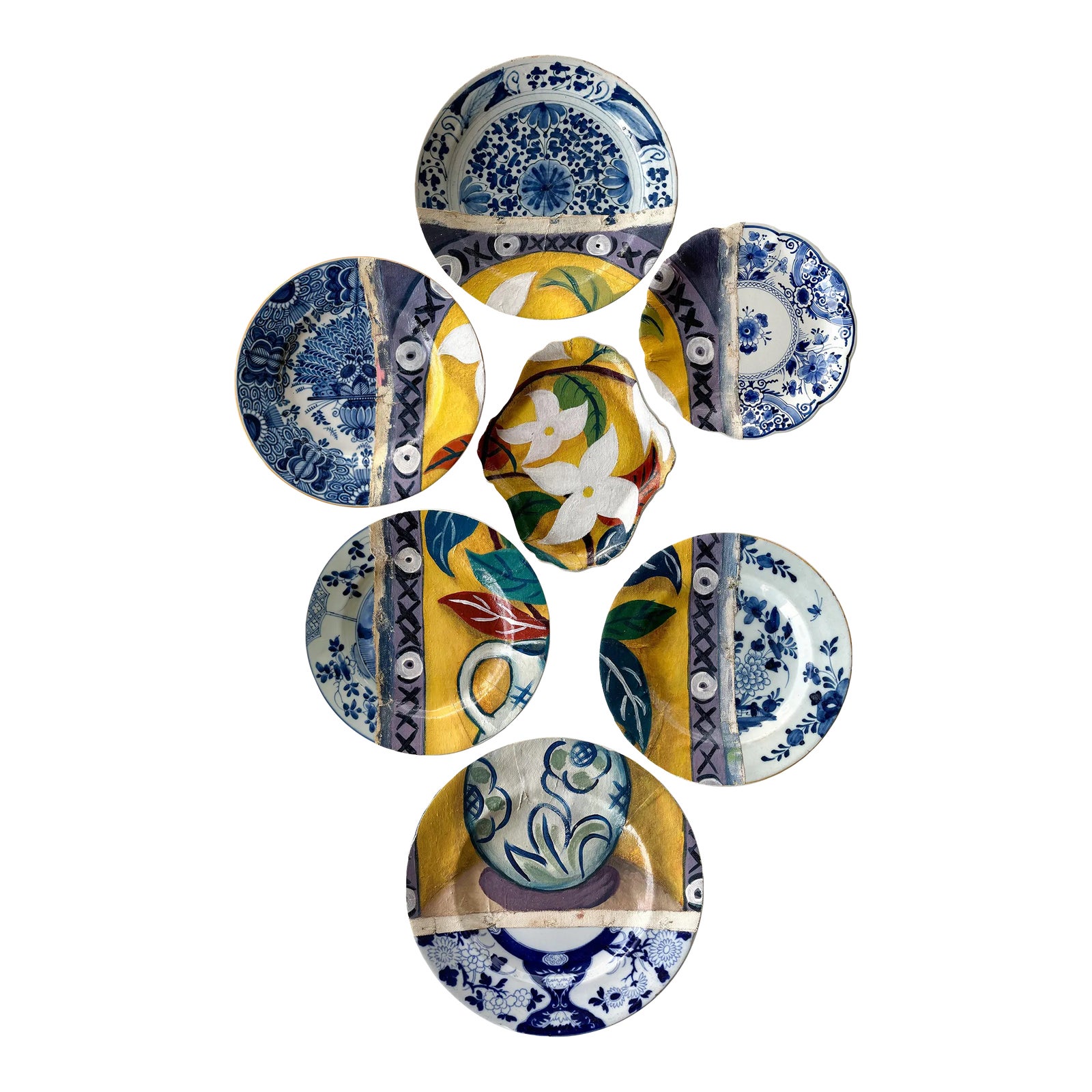 "Bloomsbury" - Set of 7 Decorative Plates Layered With a Painting ...