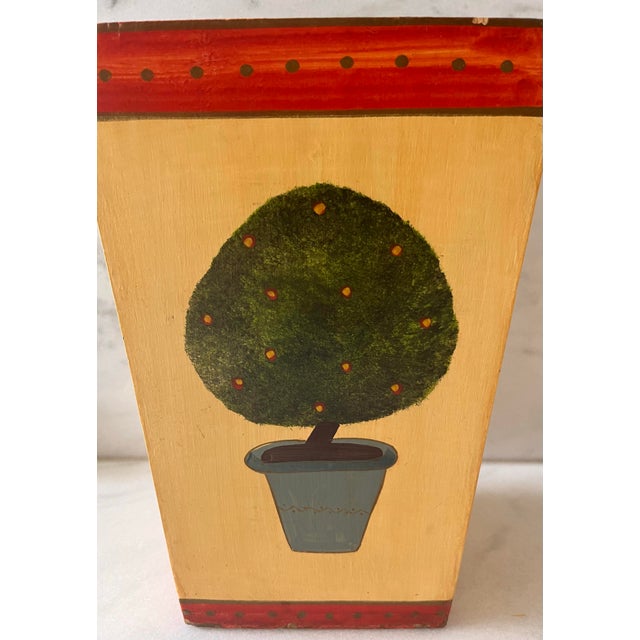 Traditional Hand Painted Wood Planter | Chairish