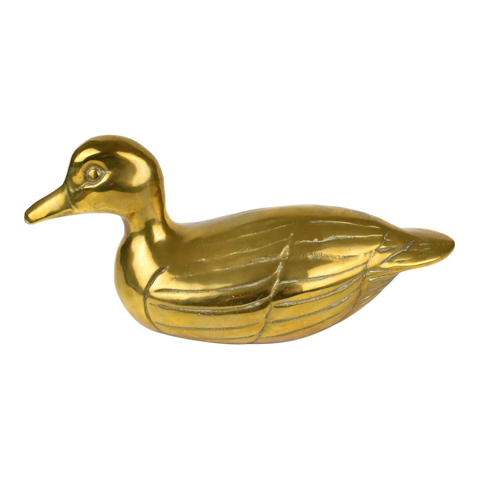 Mid 20th Century Solid Brass Duck Bird Figurine | Chairish