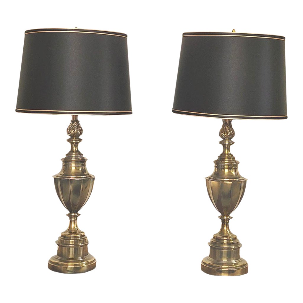 1960s Stiffel Brass 12-Sided Trophy Urn Lamps, a Pair | Chairish