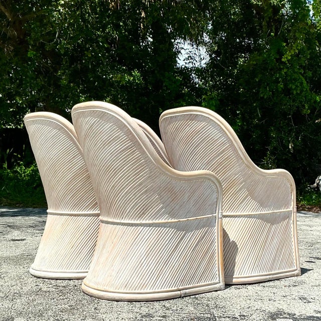 Vintage Coastal Henry Link Pretzel Rattan Chairs - Set of 4 | Chairish