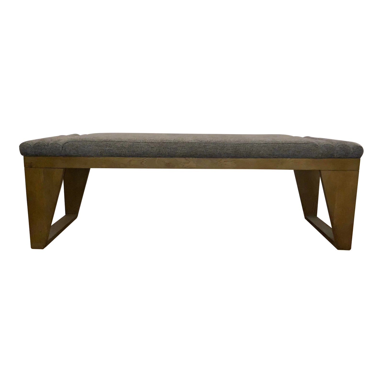 Organic Modern Gray Channeled Bench | Chairish