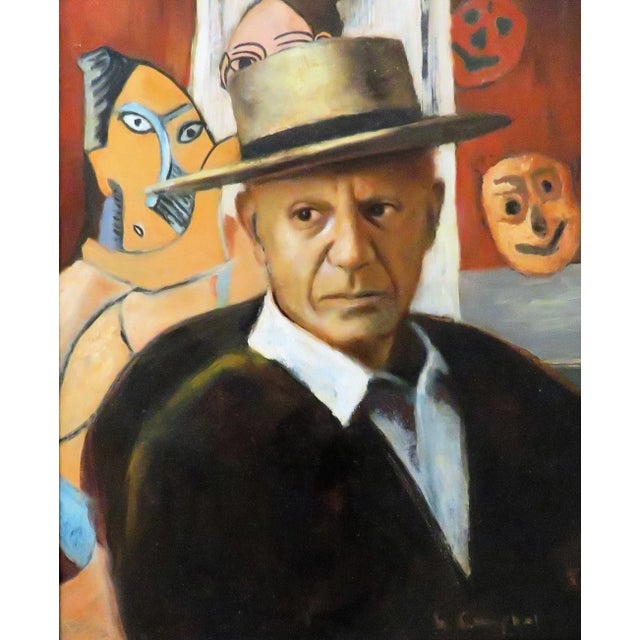 Rare Mid Century Modern Portrait Oil Painting of Pablo Picasso Signed ...