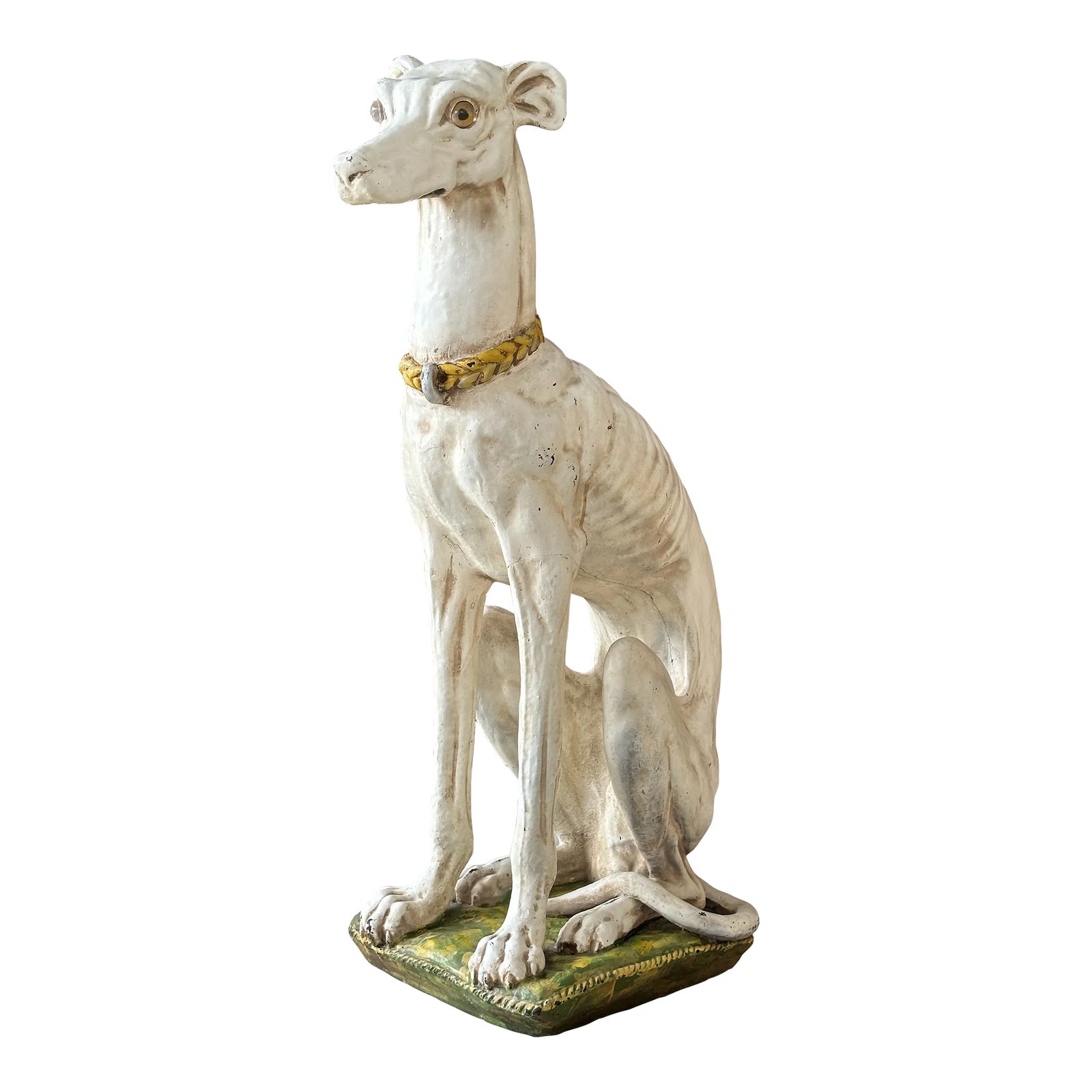 1970’s Hollywood Regency Distressed Painted Resin Greyhound Life Size ...