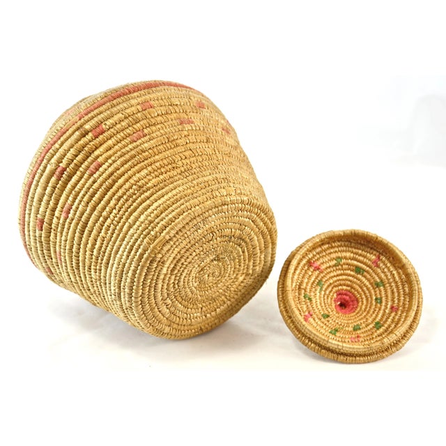 Native American Hand Woven Lidded Jar | Chairish