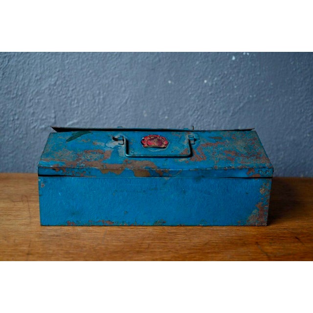 Blue Metal Tool Box, 1950s | Chairish