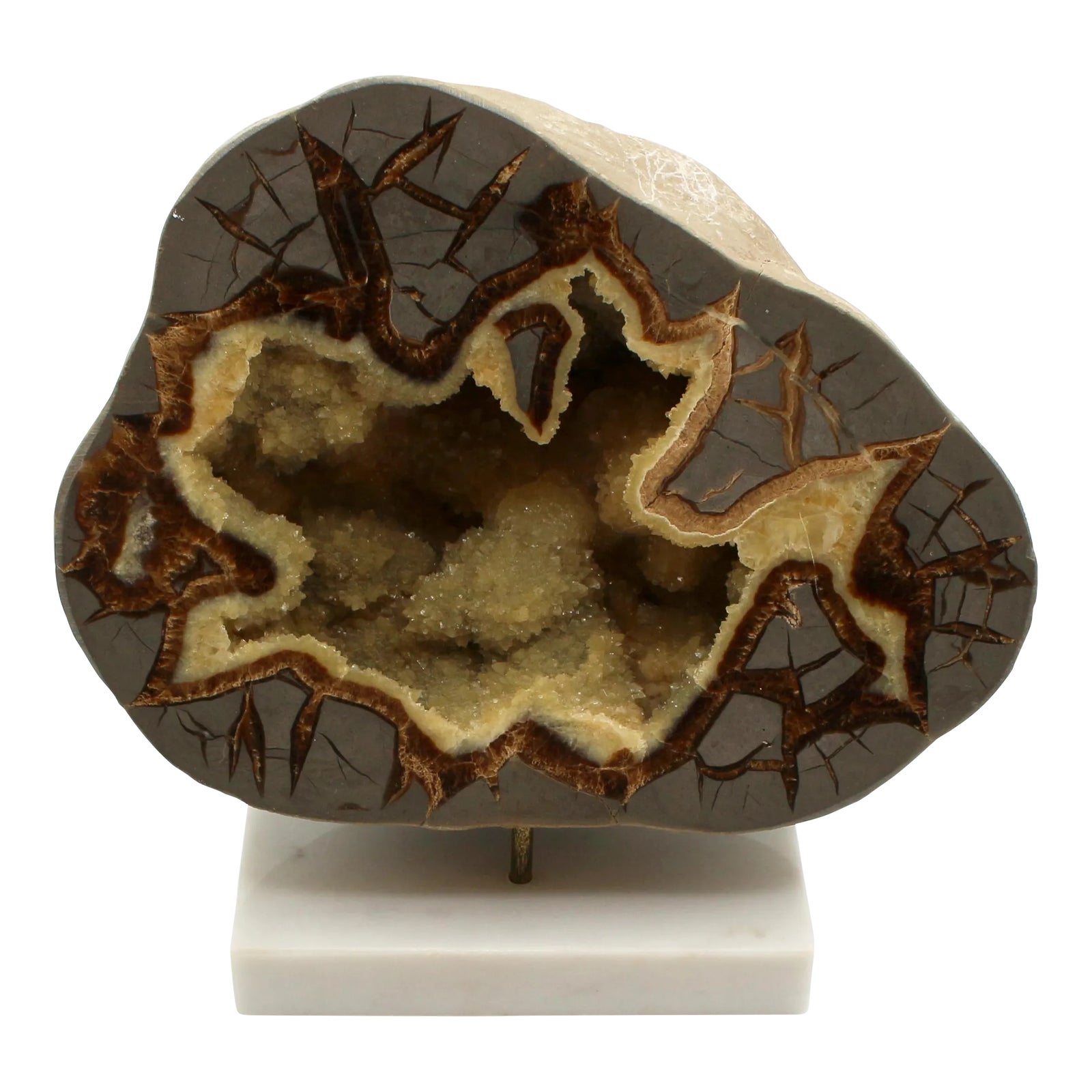 Cretaceous Period Calcite Septarian Nodule on Custom Stand | Chairish