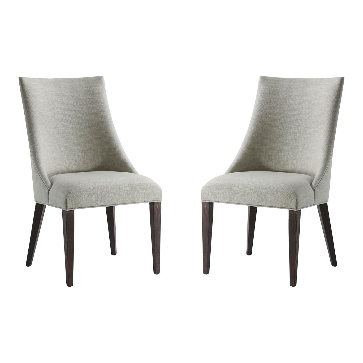 Classic Upholstered Scoop Back Side Chairs - a Pair | Chairish