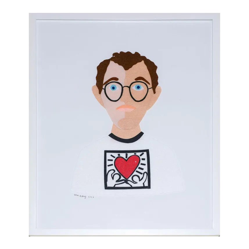 "Keith Haring" Contemporary Felt Collage, Framed by Sam Sidney | Chairish