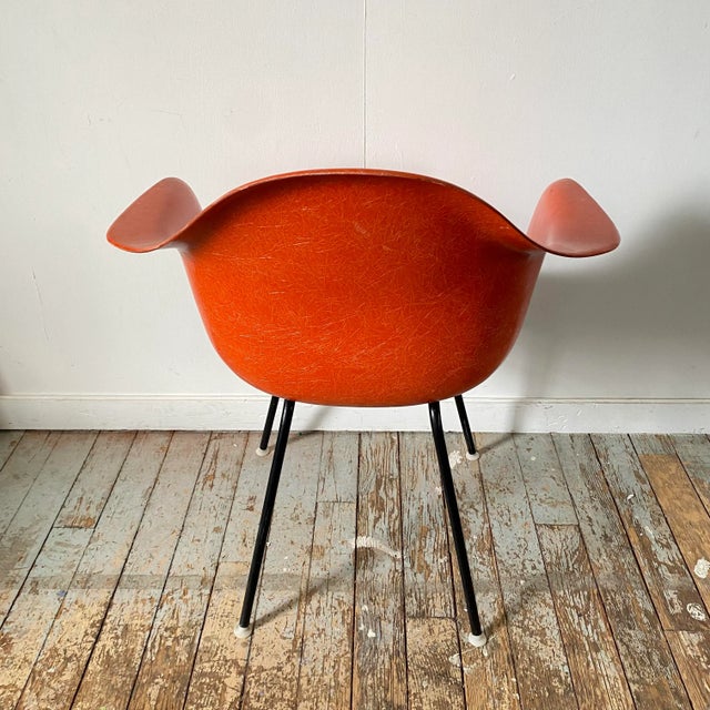 Mid Century Modern Eames Shell Arm Chair Red / Orange Dax Herman Miller ...