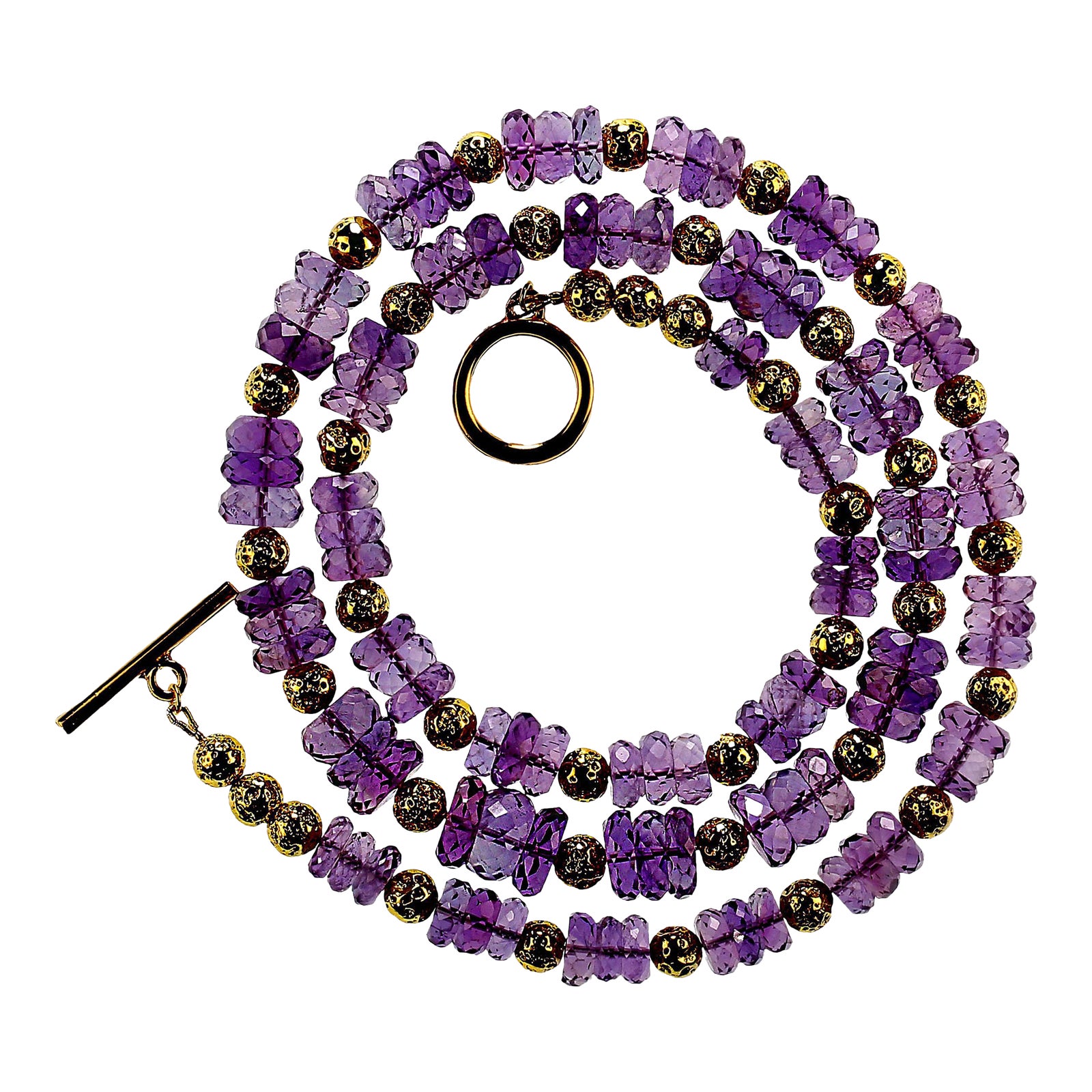 Lilac Amethyst & Lava Rock Necklace | Chairish