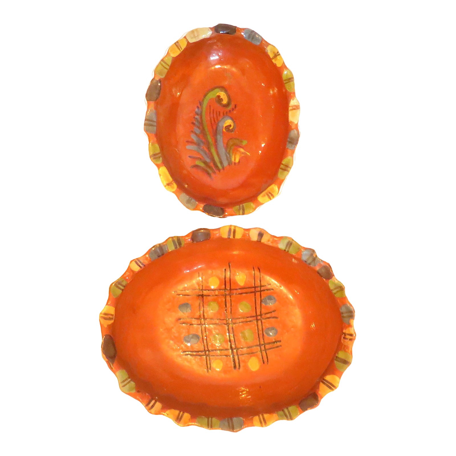 Vintage Mexican Redware Pottery Bowls, Set of 2 | Chairish