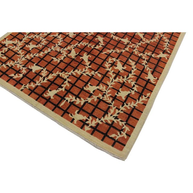 1980s Contemporary Ziegler Dark Orange Wool Rug - 5′11″ × 8′8″ | Chairish