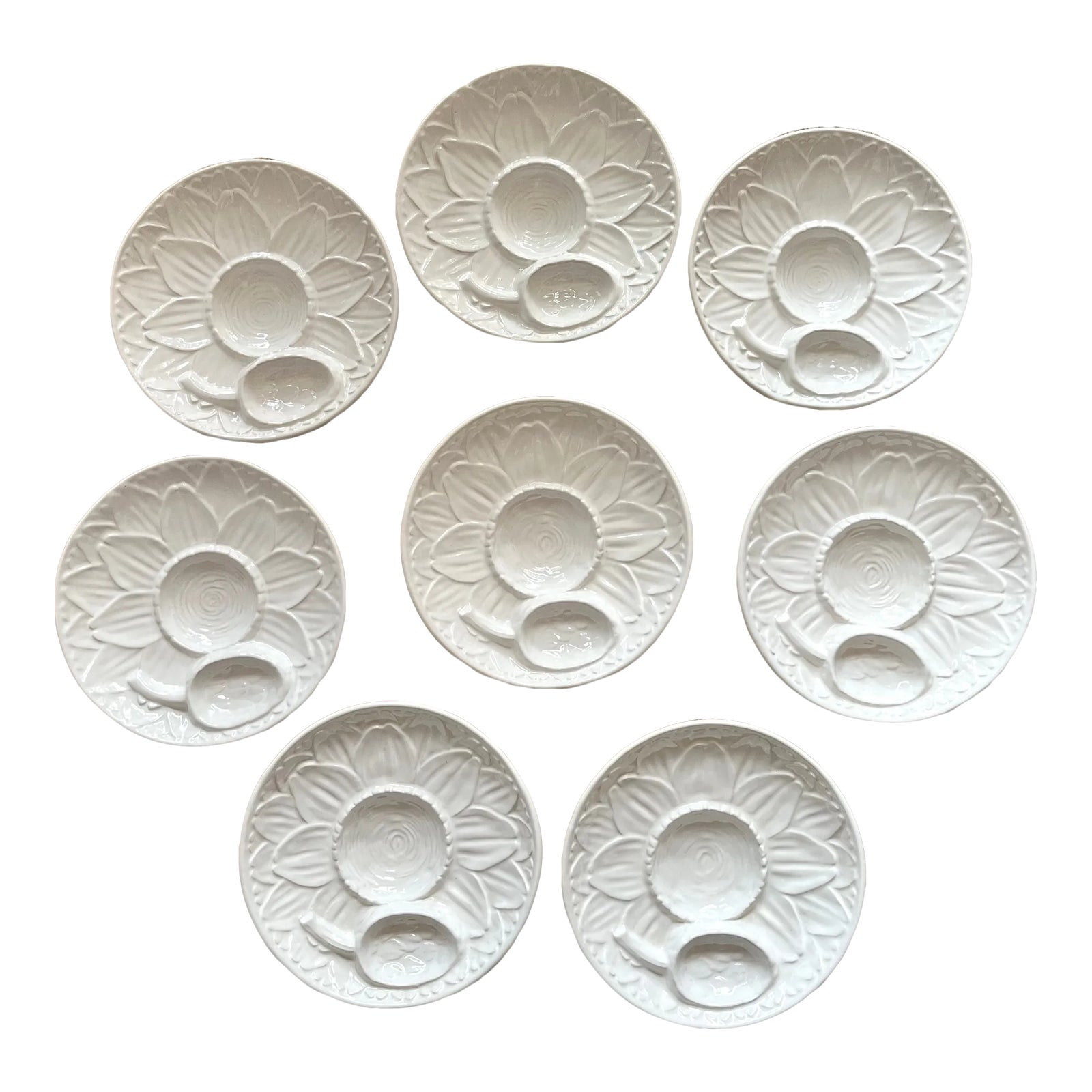 Vintage Neuwirth Footed Majolica Artichoke Plates-Set 8 | Chairish