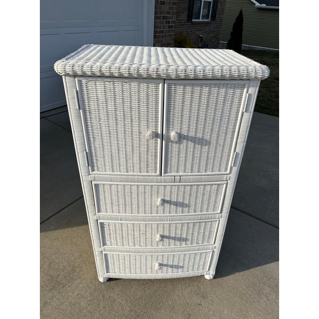 1970s Vintage Quality Henry Link Style White Wicker 3 Drawer Storage ...