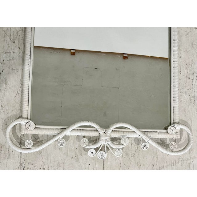 Vintage Peacock Fiddlehead Wicker Mirror | Chairish