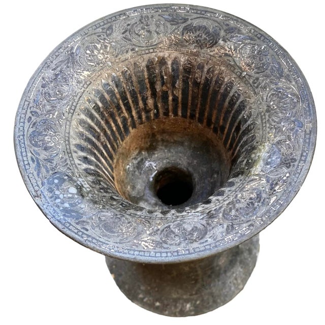 18th Century Indian Mughal Silver Inlaid Bidri Spittoon | Chairish