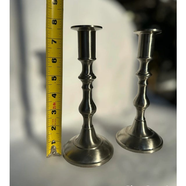 Vintage Pewter Candlesticks Portugal Set of 2 | Chairish