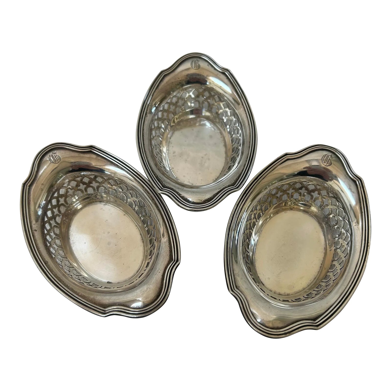 1950s Gorham Sterling Silver Reticulated Nut Dishes- Set of 3 | Chairish