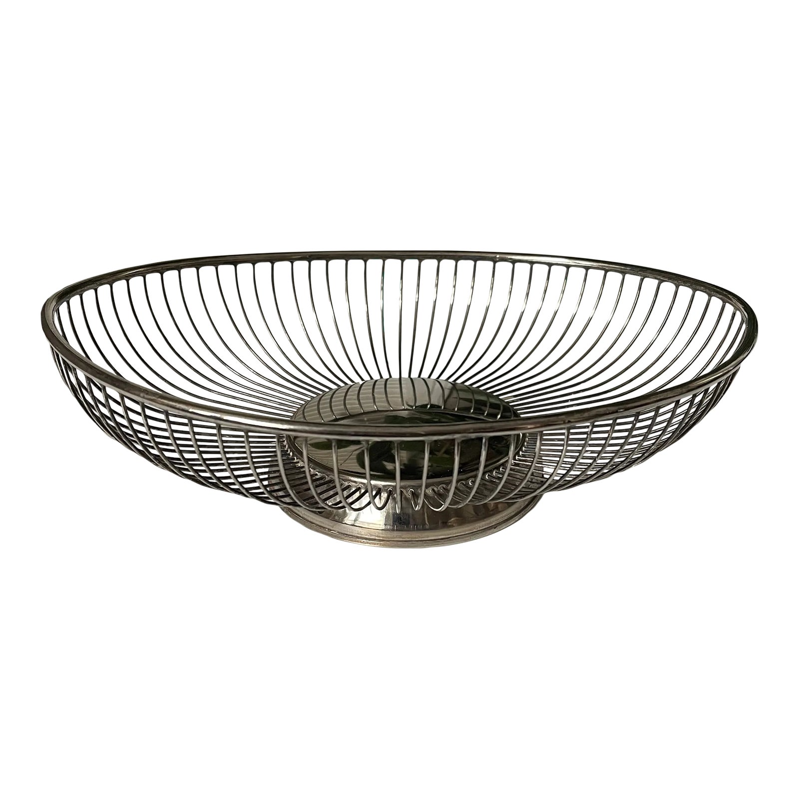 Vintage Mid-Century Modern Leonard Silverplate Wire Basket | Chairish